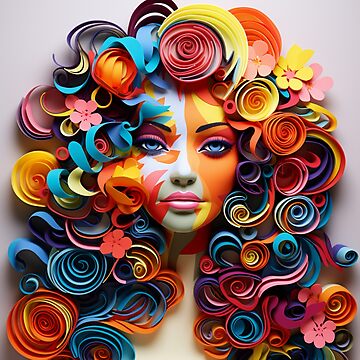 "a beautiful woman made of colorful paper cut out art" Sticker for Sale ...