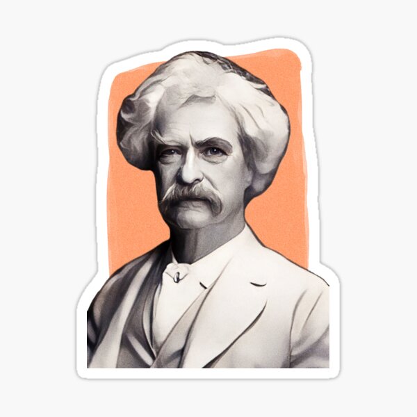 "American Writer Mark Twain - orange - illustration " Sticker for Sale by Litstoy | Redbubble