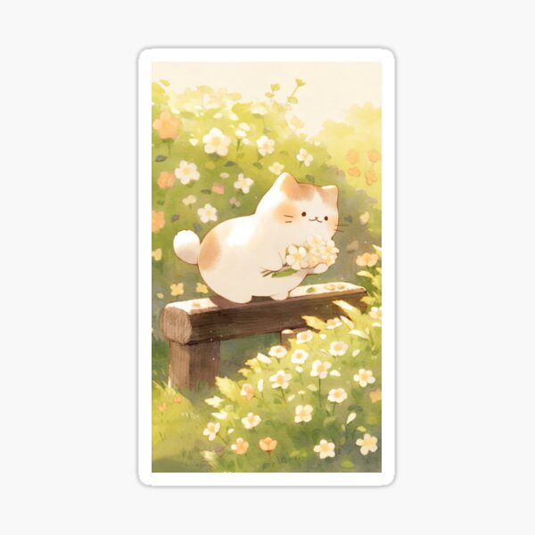 "Cottagecore Garden Cat" Sticker for Sale by TheThreePixels | Redbubble