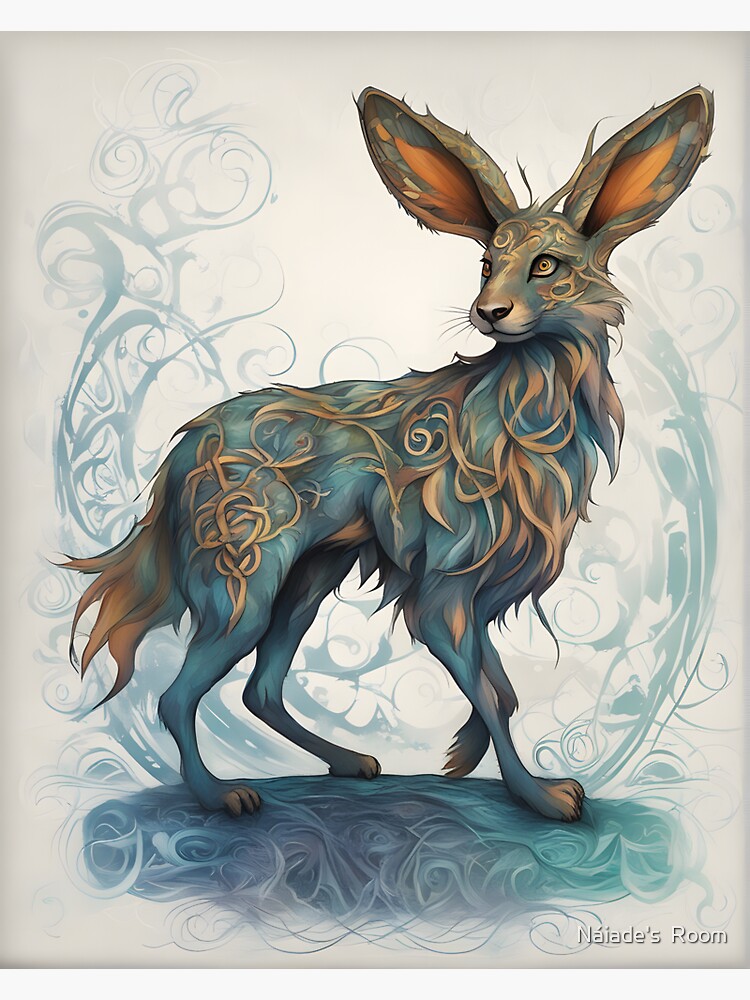 "Celtic Pooka (Rabbit hare form)" Sticker by Náiade's Room | Redbubble