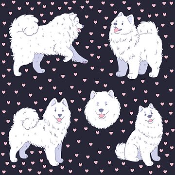 "Cute samoyed pack" Sticker for Sale by Yaragold | Redbubble