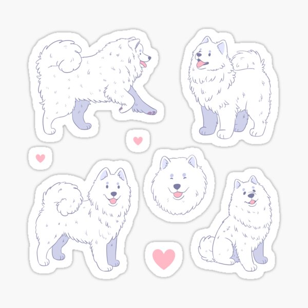 "Cute samoyed pack" Sticker for Sale by Yaragold | Redbubble