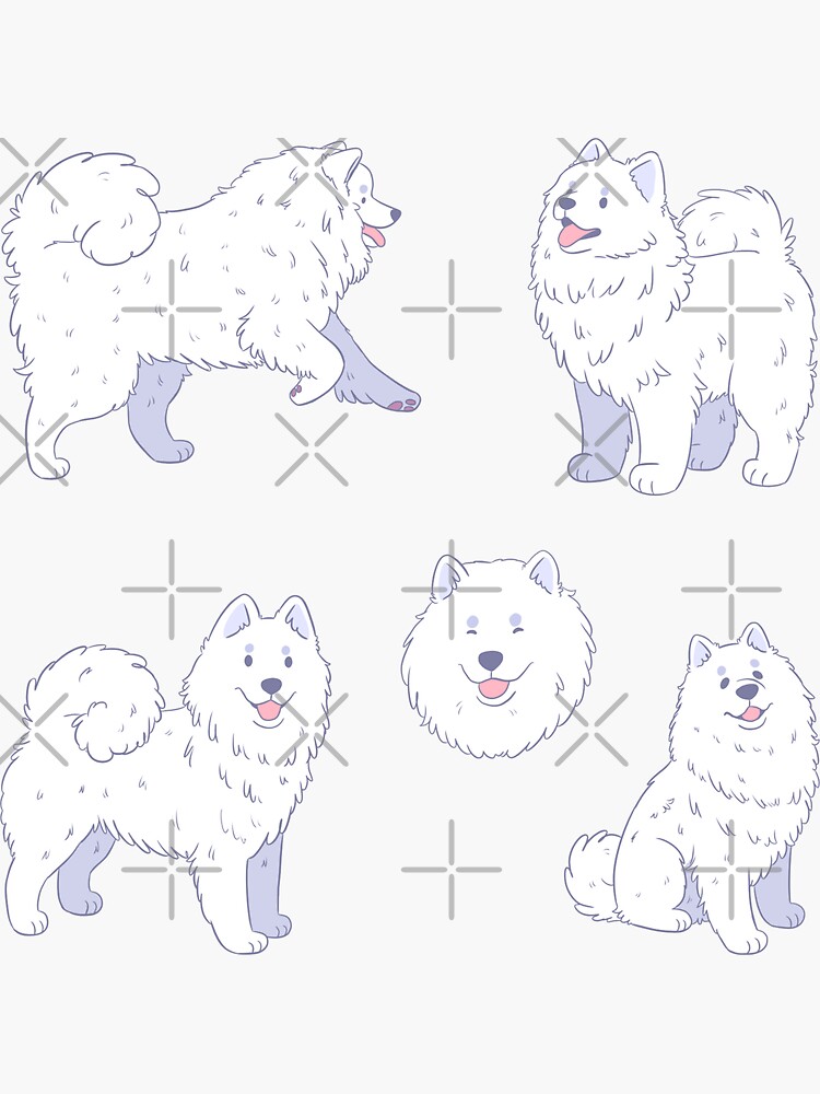 "samoyed dog cute pack" Sticker for Sale by Yaragold | Redbubble