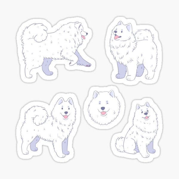"samoyed dog cute pack" Sticker for Sale by Yaragold | Redbubble