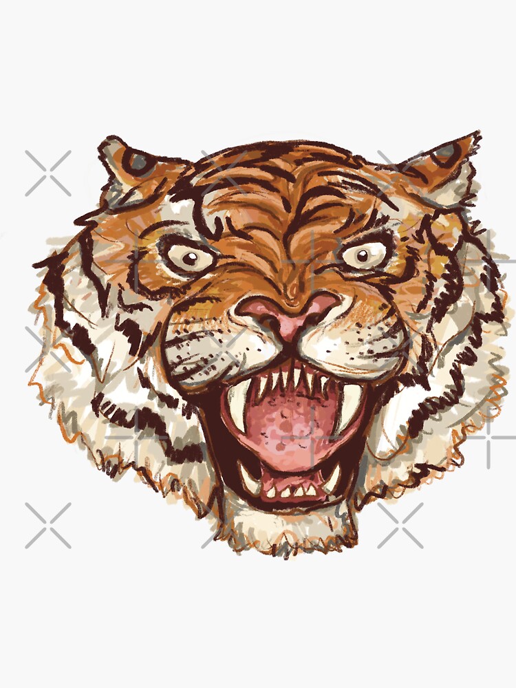"Angry tiger " Sticker for Sale by Shadoodles | Redbubble