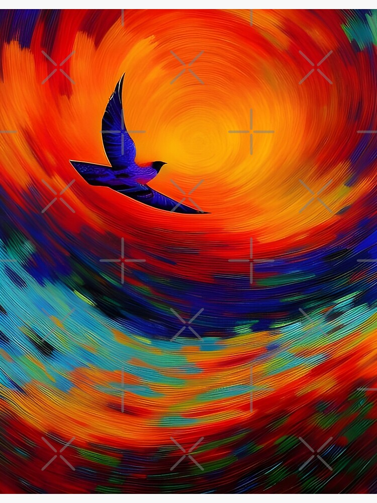 "Abstract Flying Bird, colourful impasto, Ai Generated Art " Poster for ...