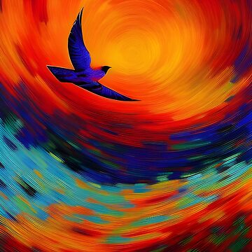 "Abstract Flying Bird, colourful impasto, Ai Generated Art " Poster for ...