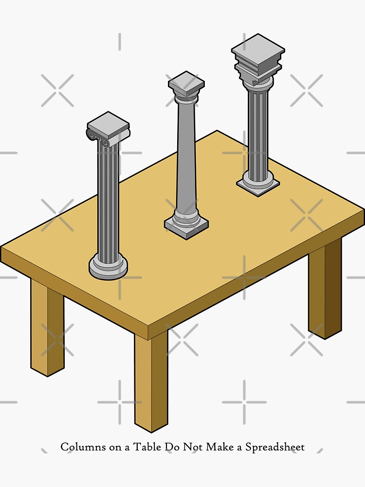 "Columns on a Table" Sticker for Sale by TLDD-Designs | Redbubble