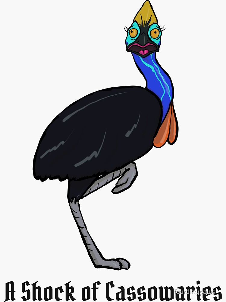 "A Shock of Cassowaries" Sticker for Sale by fourdirtypaws | Redbubble