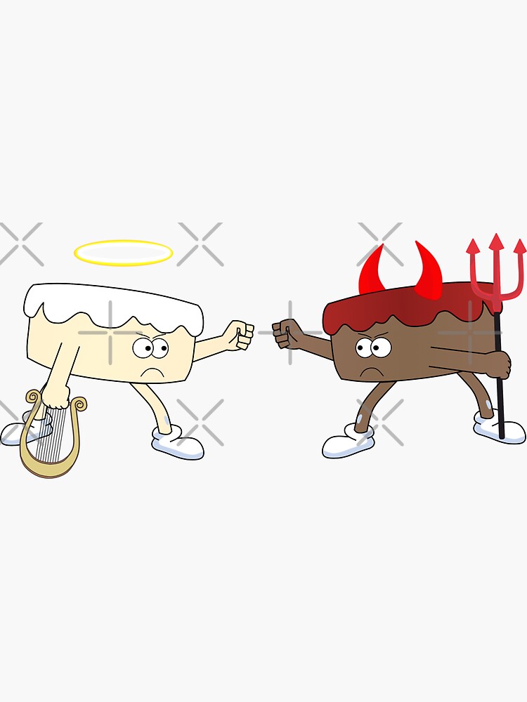 "Angel vs Devil Food Cake" Sticker for Sale by billha | Redbubble
