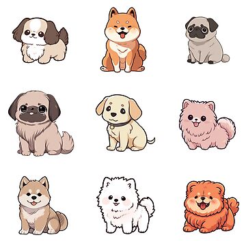 "Cute Anime Dog Sticker Sheet" Sticker for Sale by SundayDonuts | Redbubble