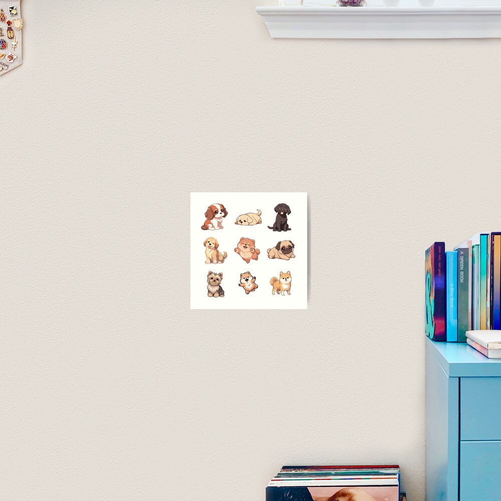 "Cute Anime Dog Sticker Sheet" Poster for Sale by SundayDonuts | Redbubble