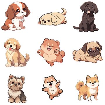 "Cute Anime Dog Sticker Sheet" Poster for Sale by SundayDonuts | Redbubble