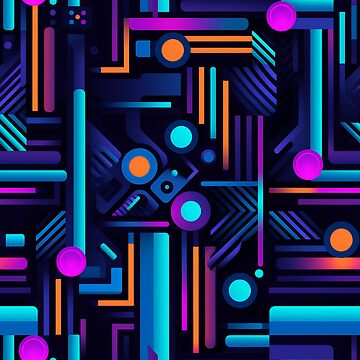 "90's Neon Geometric Pattern | Retro Gaming Art | Trendy Gamer Design ...
