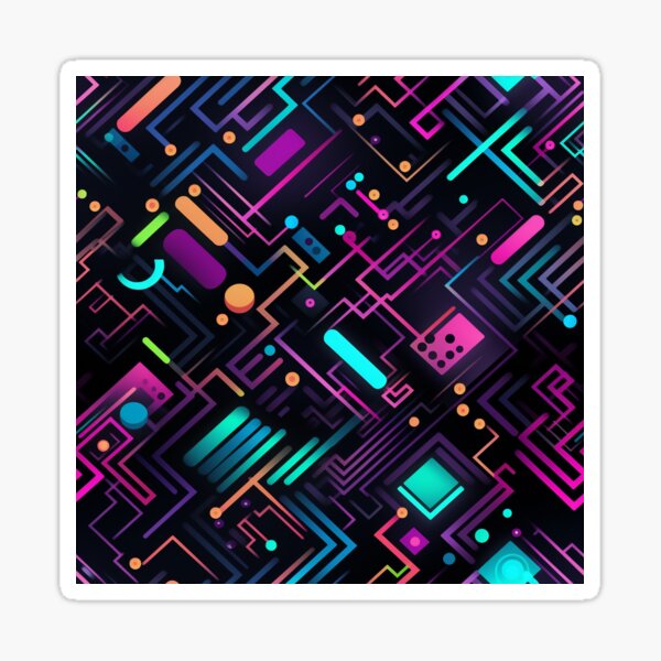 "90's Neon Geometric Pattern | Retro Gaming Art | Trendy Gamer Design ...