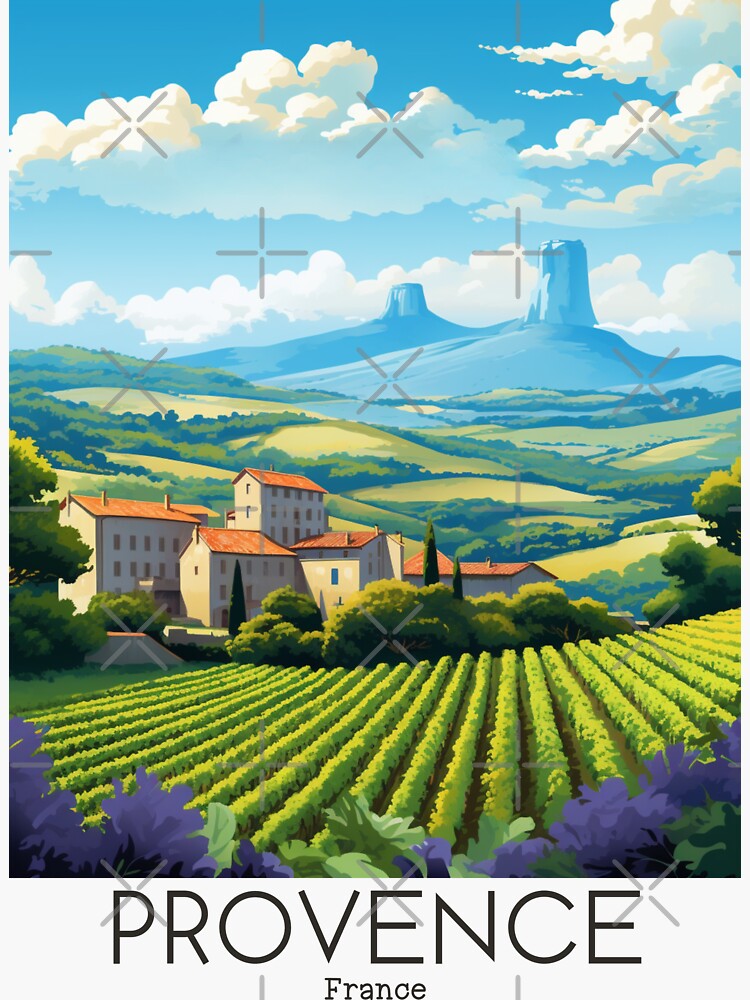 "A Vintage Travel Illustration of Provence - France" Sticker for Sale ...