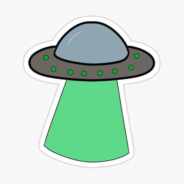 "Cartoon UFO with Green Beam" Sticker for Sale by MNRShop1 | Redbubble