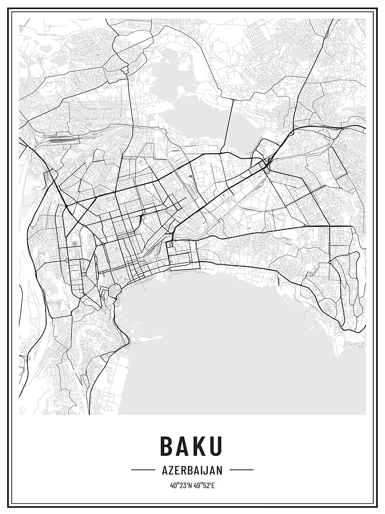 "Azerbaijan , Baku City Map" Poster for Sale by map-outfit | Redbubble