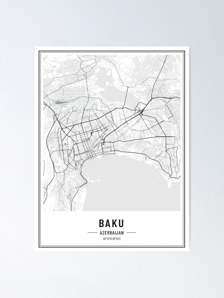 "Azerbaijan , Baku City Map" Poster for Sale by map-outfit | Redbubble