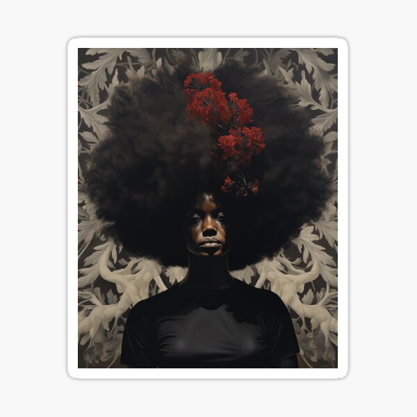 "Black Woman Natural Flora and Fauna Afro" Sticker for Sale by ...
