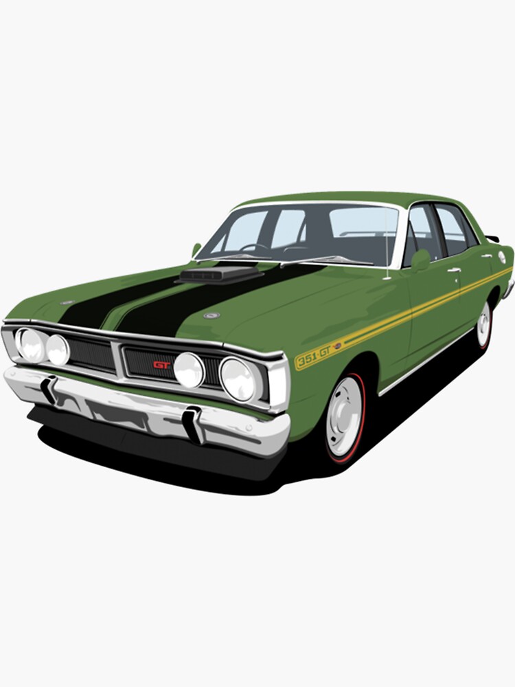"Ford Falcon XY GT - Monza Green " Sticker for Sale by sadamu | Redbubble