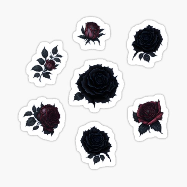 "Elegance in Darkness - Black Roses" Sticker for Sale by DimHel2 ...