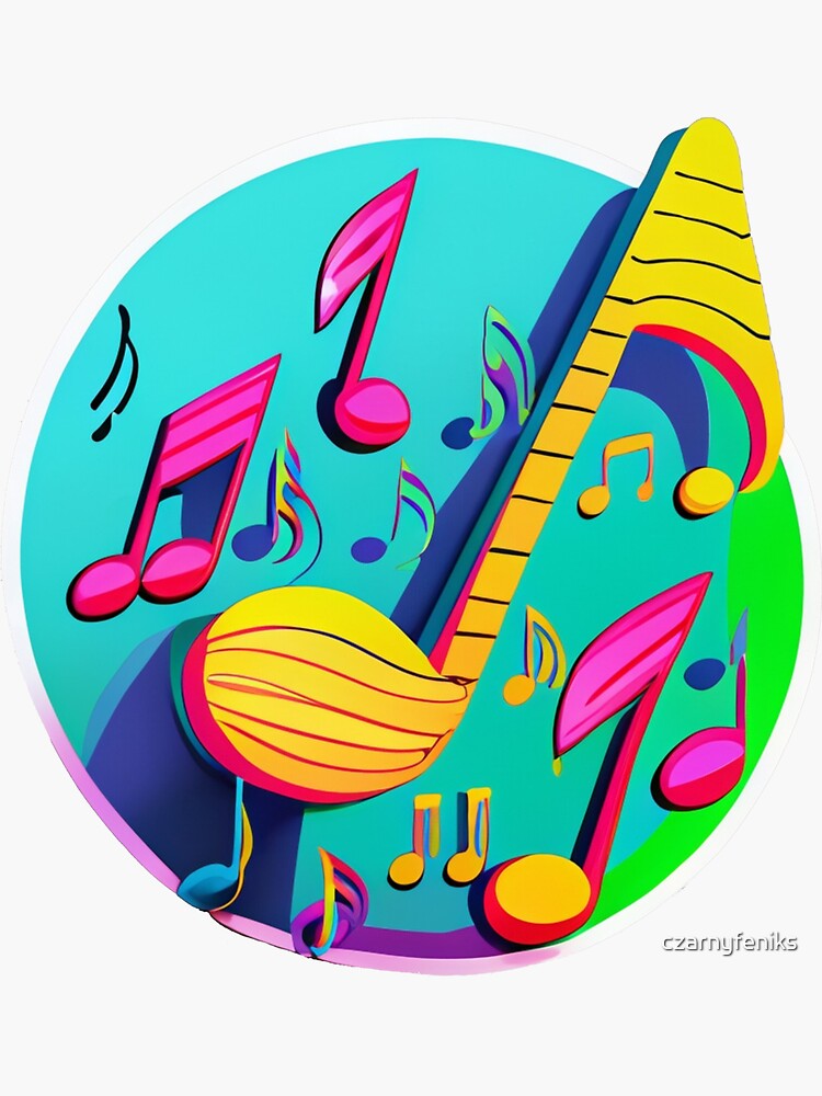 "Neon Music Notes" Sticker for Sale by czarnyfeniks | Redbubble