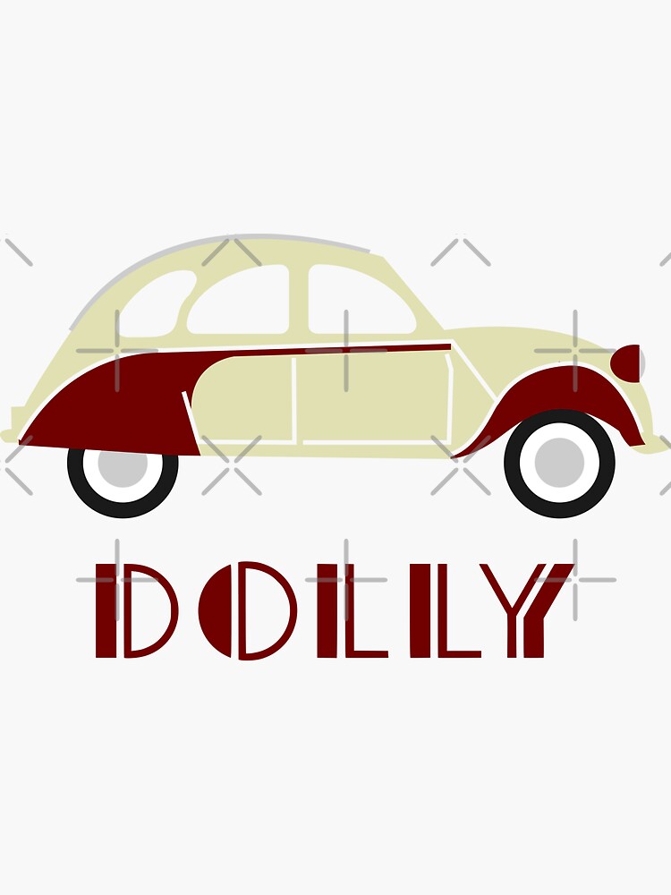 "Citroën 2CV Dolly Yellow Rialto and Red Delage" Sticker by Panda 95 ...