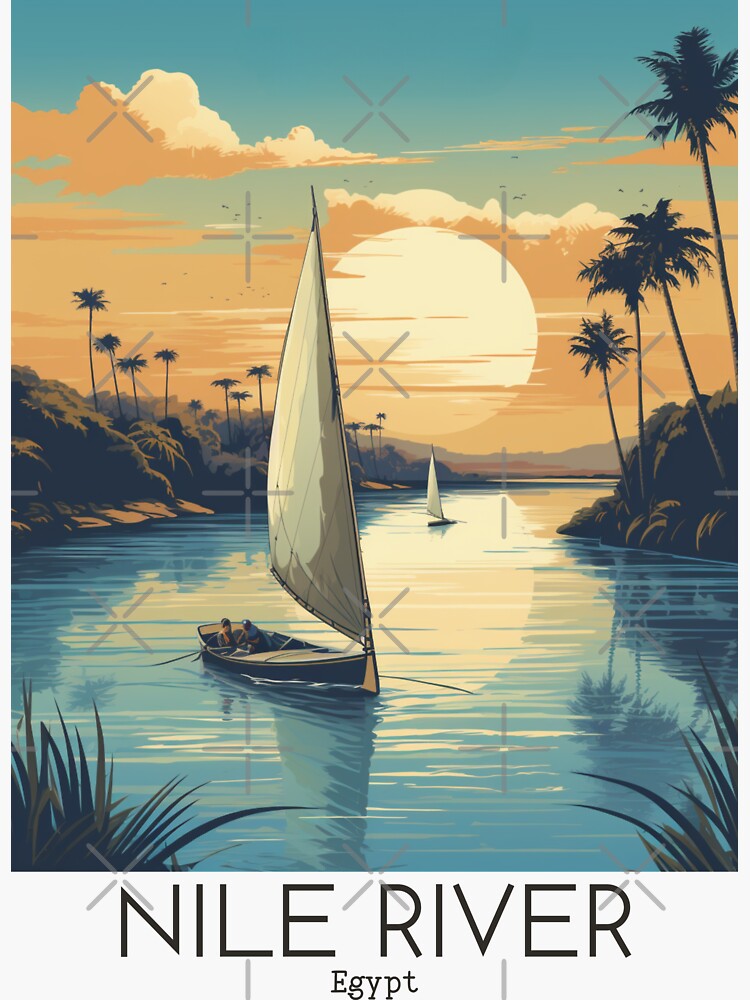 "A Vintage Travel Illustration of the Nile River - Egypt" Sticker for ...