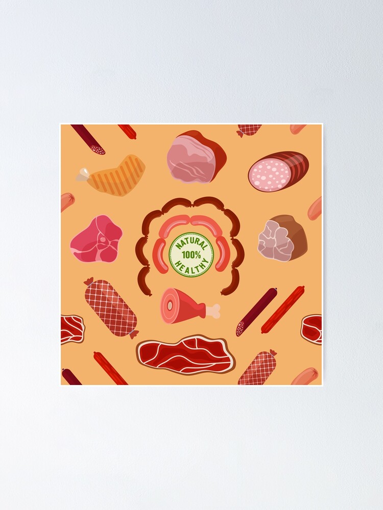 "Meat Background. Seamless Pattern with Meat. Butchery Background ...