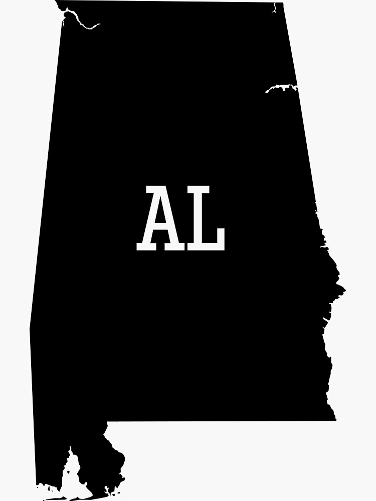"Alabama State Silhouette AL Abbreviation" Sticker by Chocodole | Redbubble