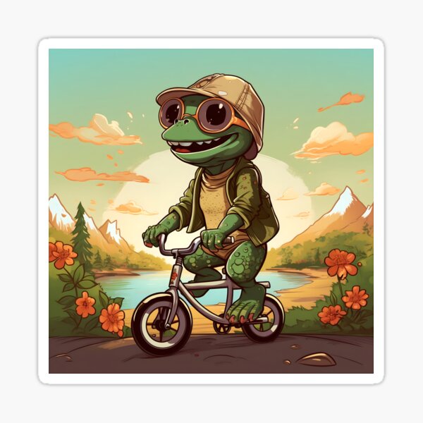 "A Cute Lizard Cycling Childlike Illustration" Sticker for Sale by ...