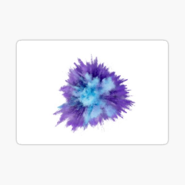 "Colored powder explosion on white background. Abstract closeup dust on ...