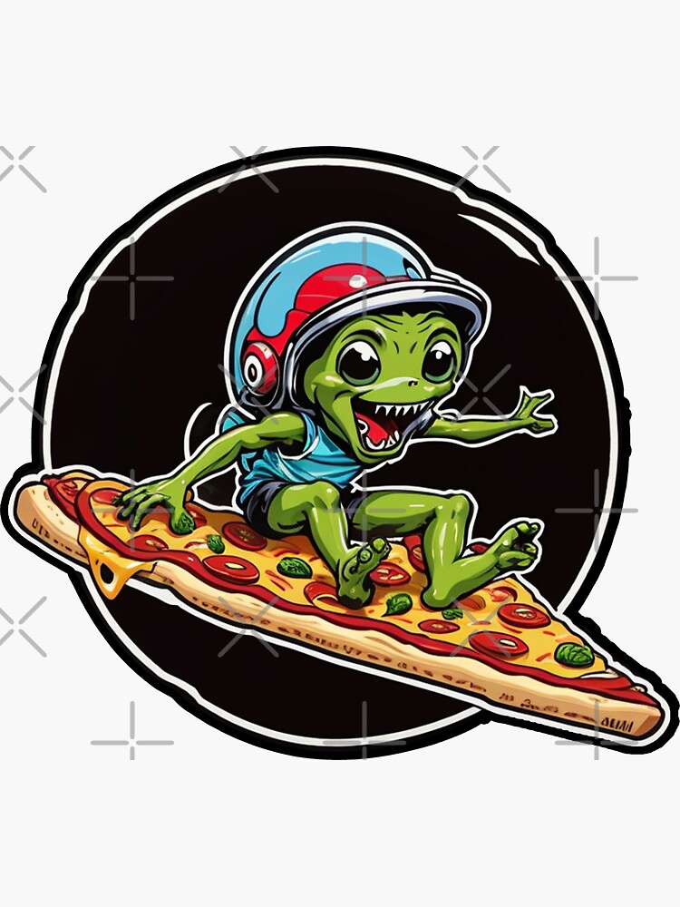 "Alien Pizza Ride – Cute Extraterrestrial on a Slice! Colorful for Fun ...