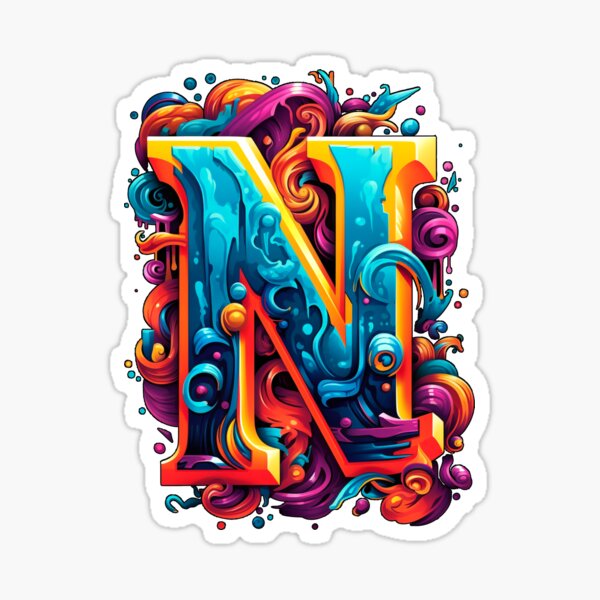 "Letter N - Cool, Detailed, typography" Sticker for Sale by Soraia ...