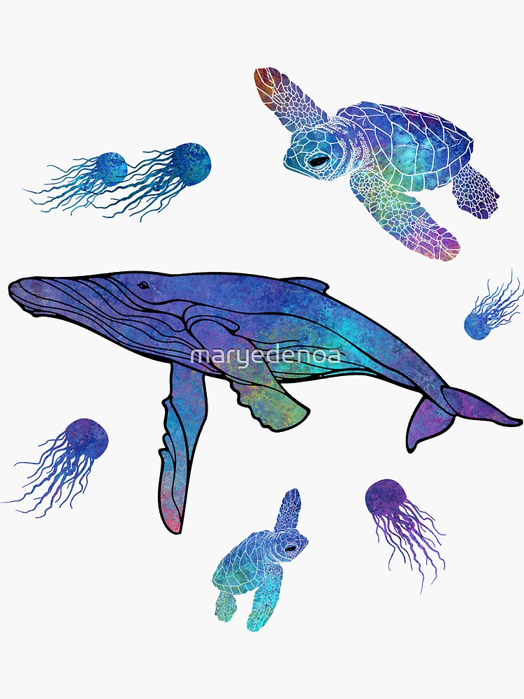 "Space Sea Creatures" Sticker for Sale by maryedenoa | Redbubble