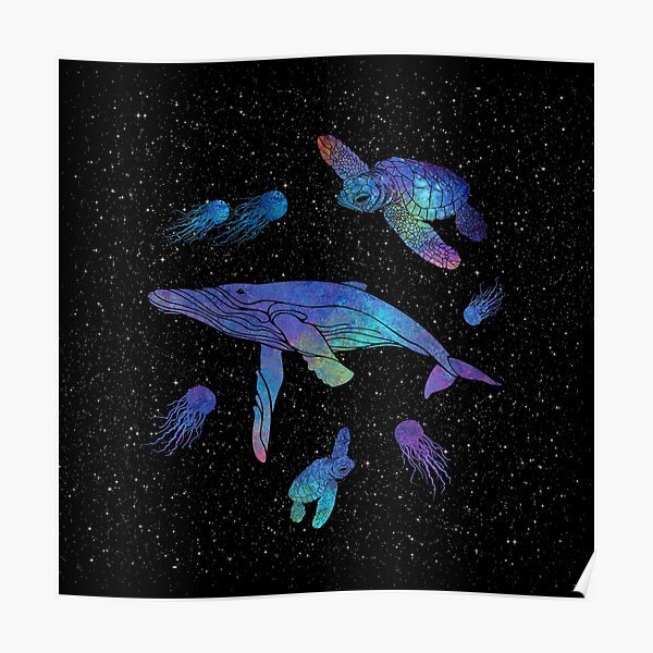 "Space Sea Creatures" Poster by maryedenoa | Redbubble