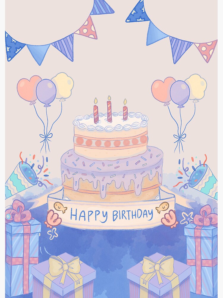 "Cute Purple Birthday Greeting Card" Greeting Card for Sale by ...