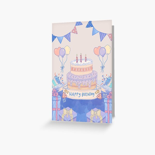 "Cute Purple Birthday Greeting Card" Greeting Card for Sale by ...
