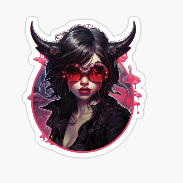 "Cyberpunk Demon Girl" Sticker for Sale by WeirdLizard | Redbubble