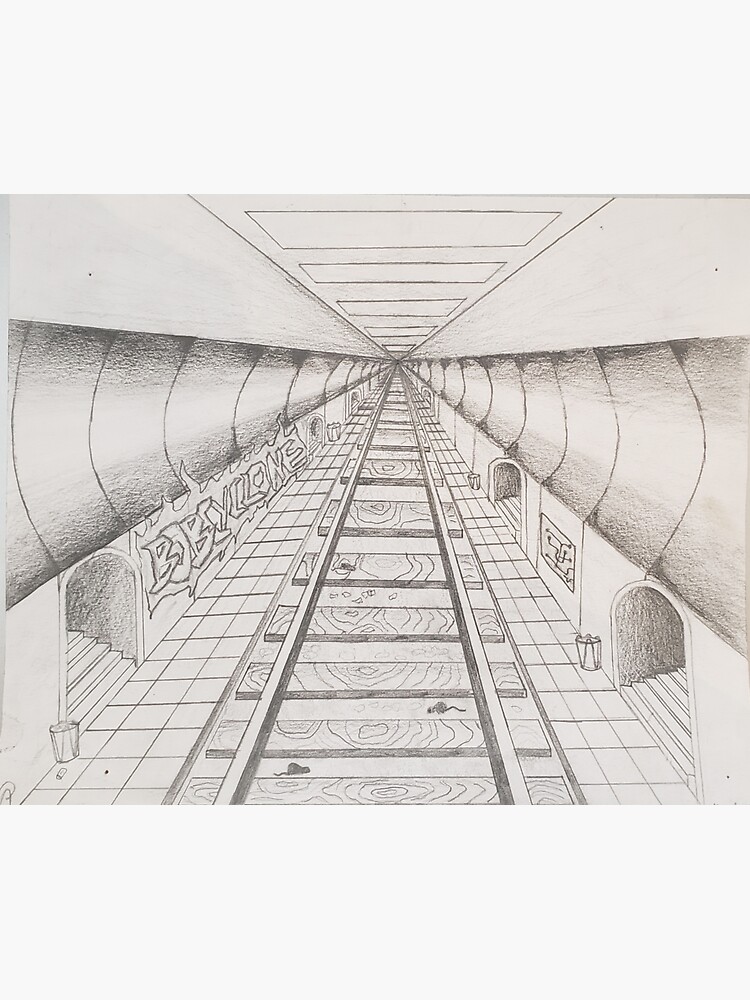 "Subway Perspective Sketch" Sticker for Sale by BobCyclone | Redbubble