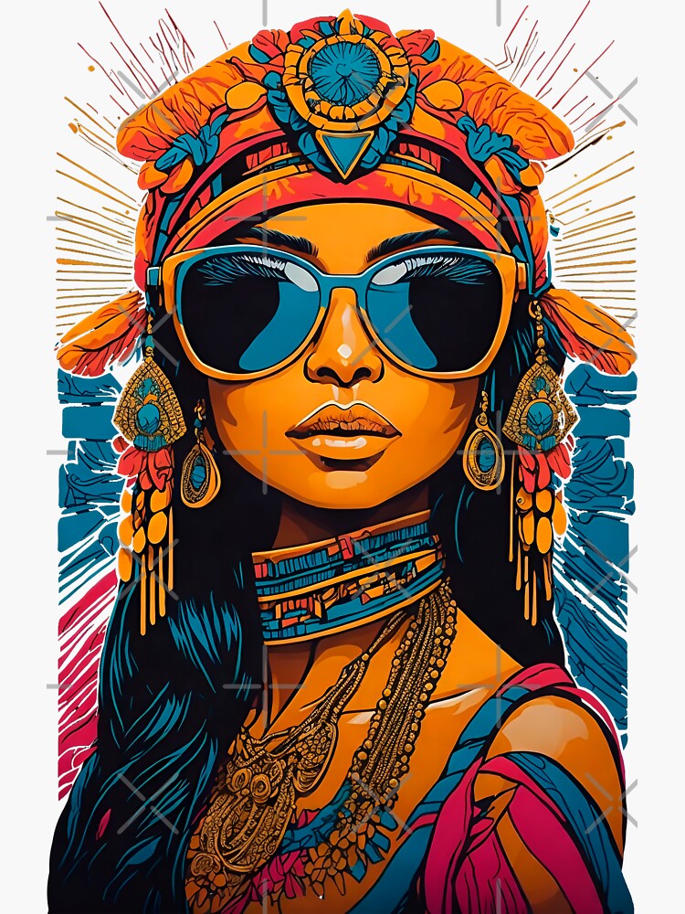 "Inca Girl in Shades" Sticker for Sale by KnoClothingCo | Redbubble