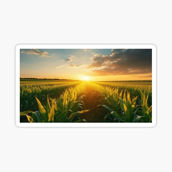 "A Sunset Over a Corn Field" Sticker for Sale by StudioRedKoala | Redbubble