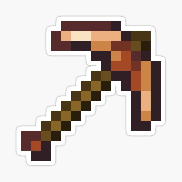 "minecraft copper pickaxe pixelart" Sticker by LordHugo02 | Redbubble