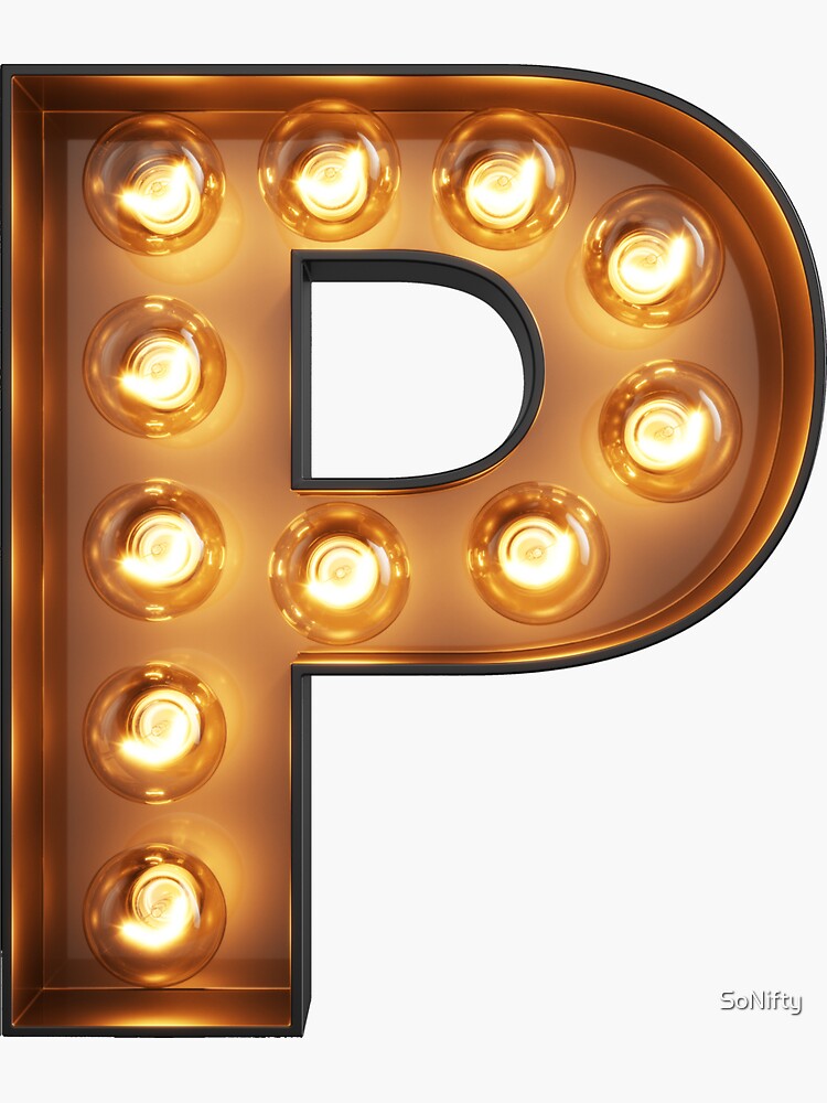 " P Initial Neon Light" Sticker by SoNifty | Redbubble