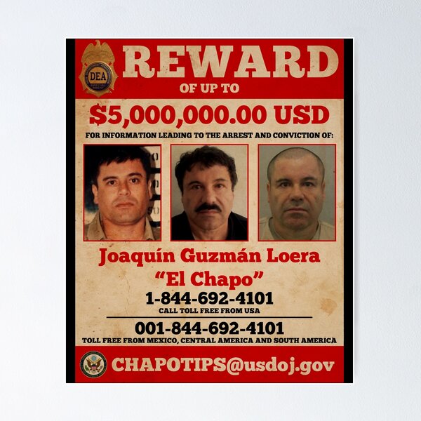 "El Chapo wanted" Poster for Sale by LooneyGay | Redbubble