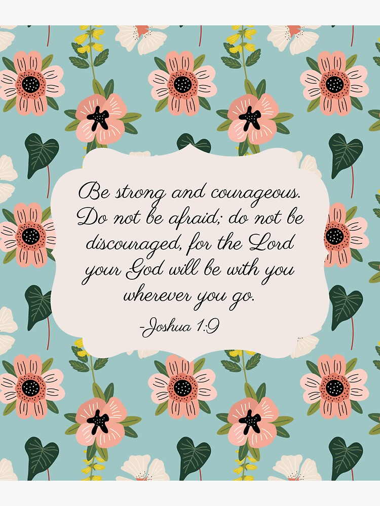 "Vintage Floral Bible Verse Joshua 1:9 " Sticker for Sale by ...