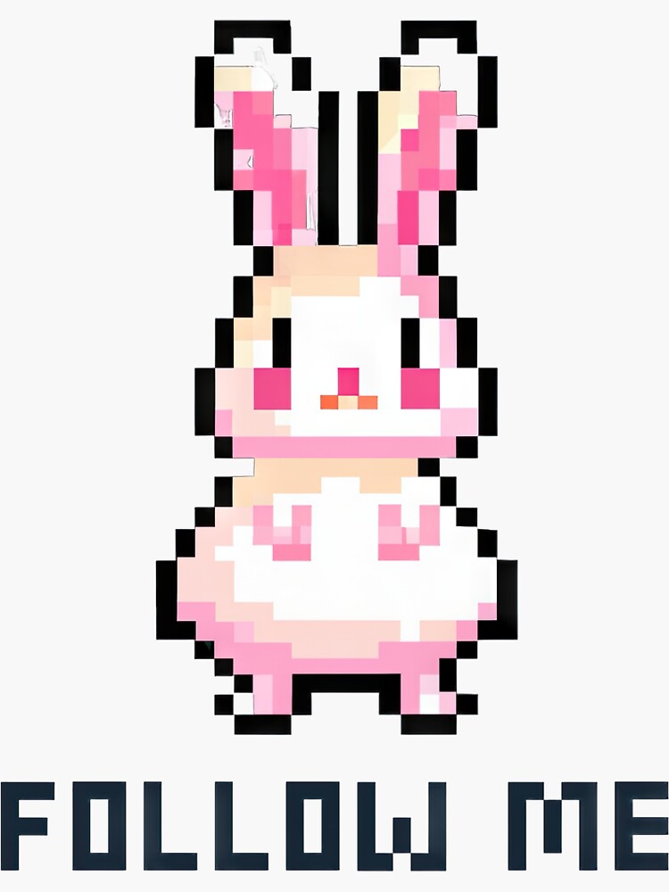 "Follow The White Rabbit - Wonderland Retro Pixel Art" Sticker for Sale ...