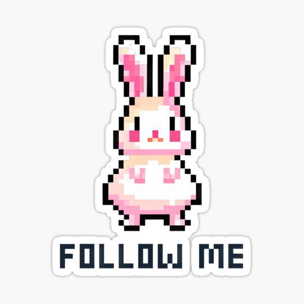 "Follow The White Rabbit - Wonderland Retro Pixel Art" Sticker for Sale ...