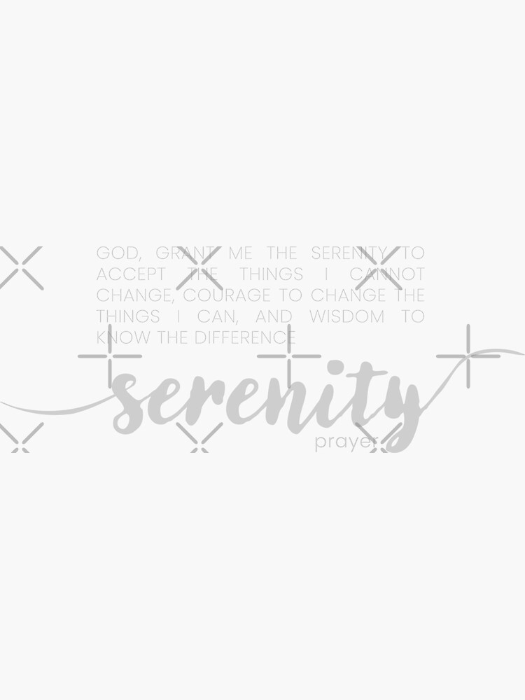 "AA prayer Serenity God Sobriety Minimalist 12 steps White" Sticker for ...